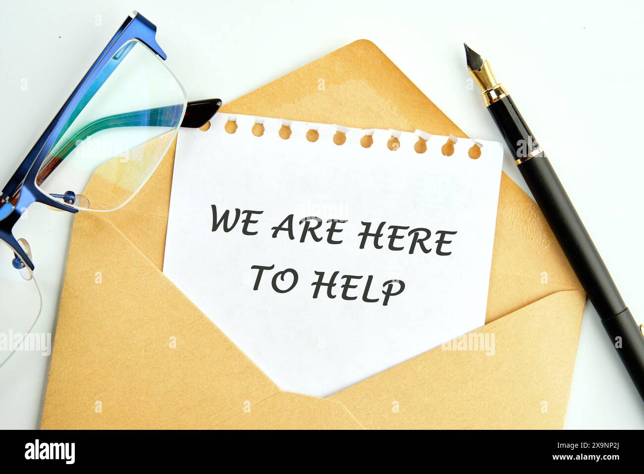 Simple Customer Support Concept . WE ARE HERE TO HELP an inscription on ...