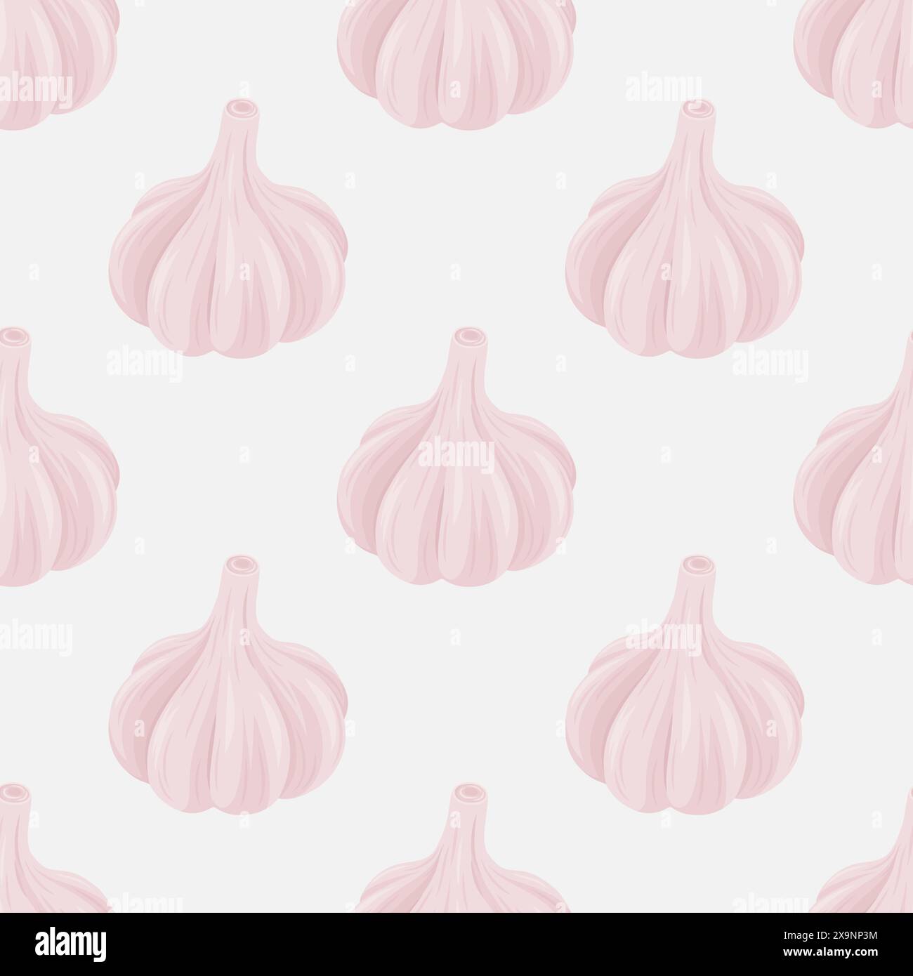 Vector Seamless Pattern with Hand Drawn Garlic Bulb on White Background ...