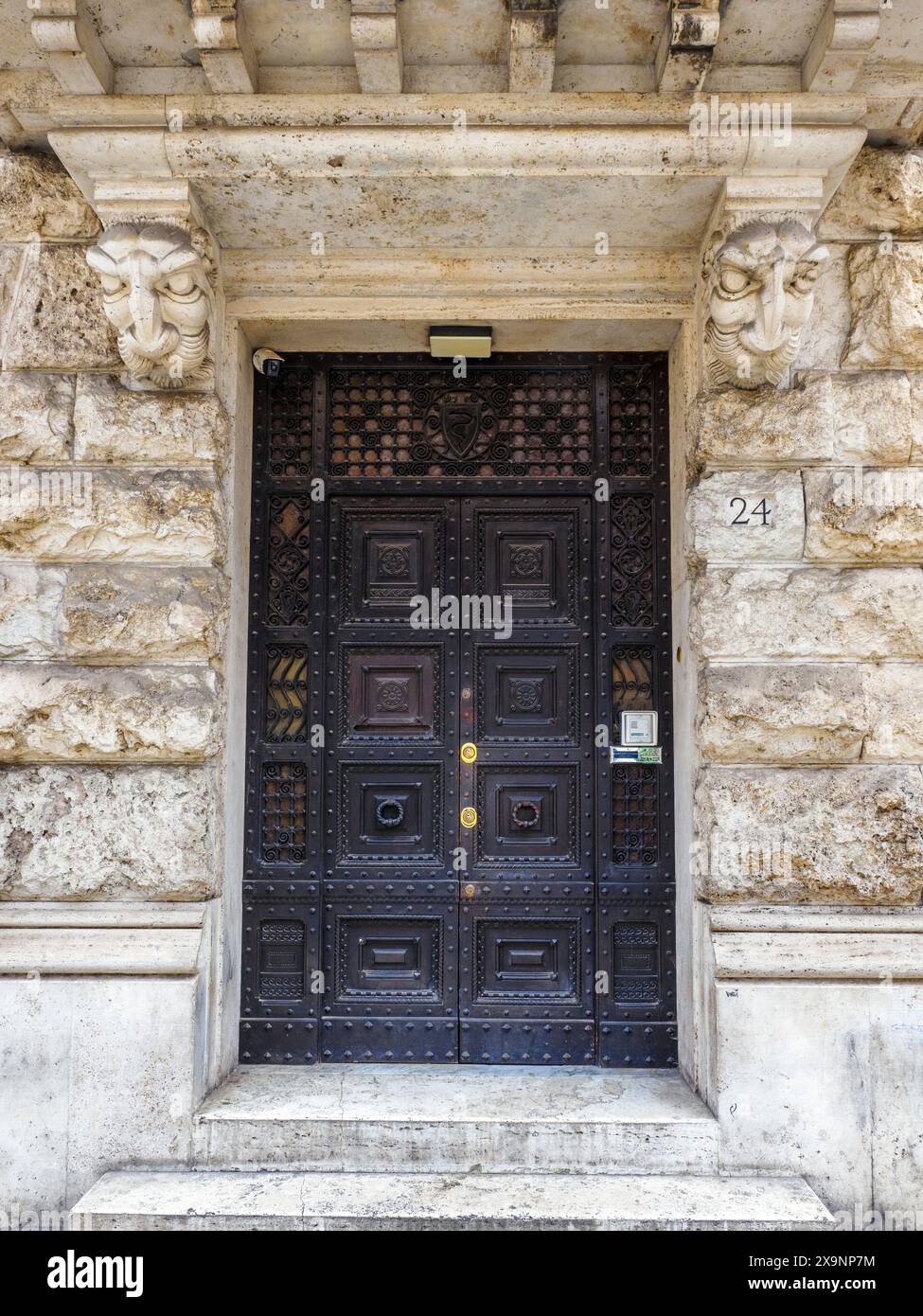 Detial of palazzo del Ragno (The Spider's Palace ) in the Coppedè ...
