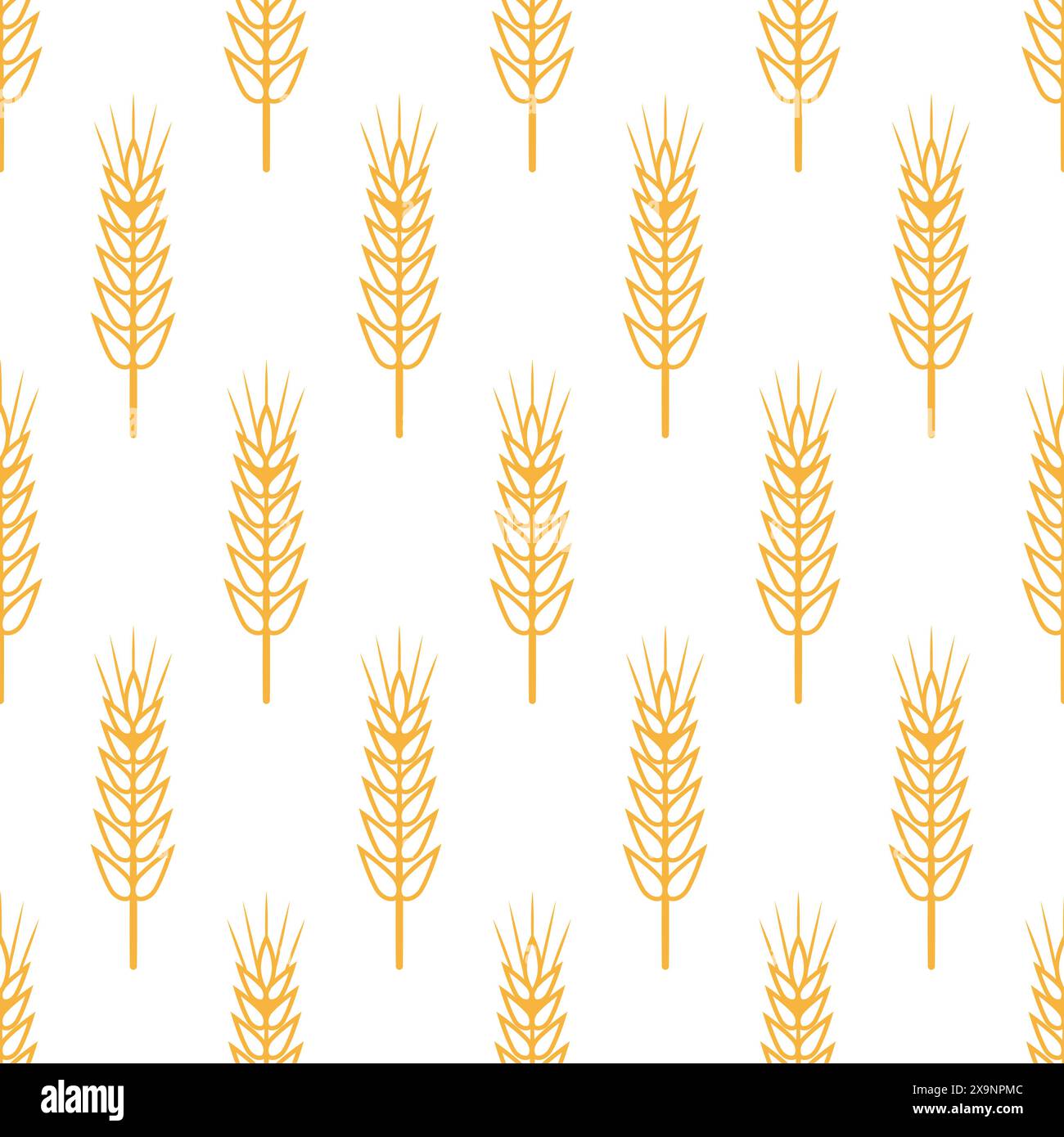 Vector Seamless Pattern with Agriculture Wheat, Cereal Ears. Organic Wheat, Rice Ears. Grain Ear ...