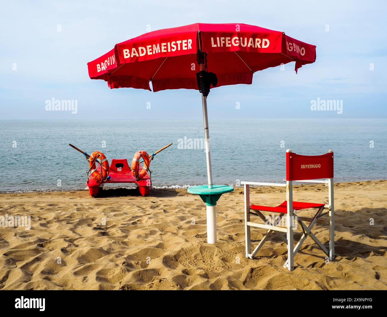 Lifeguard station in the beach of Castel Fusano near Ostia Lido - Rome ...