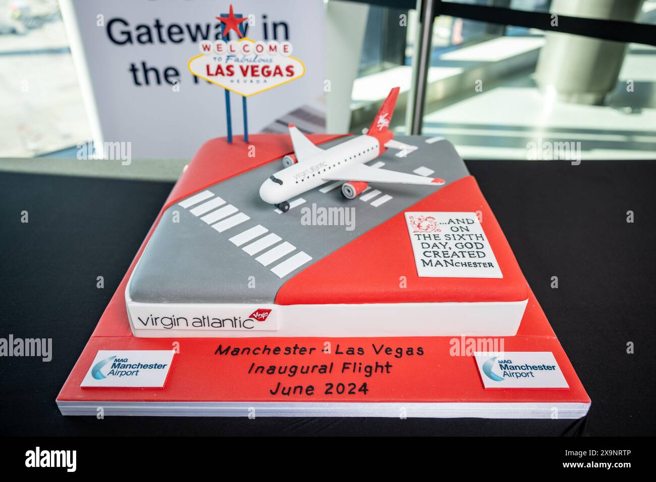 EDITORIAL USE ONLY A commemorative cake at Manchester airport ahead of ...