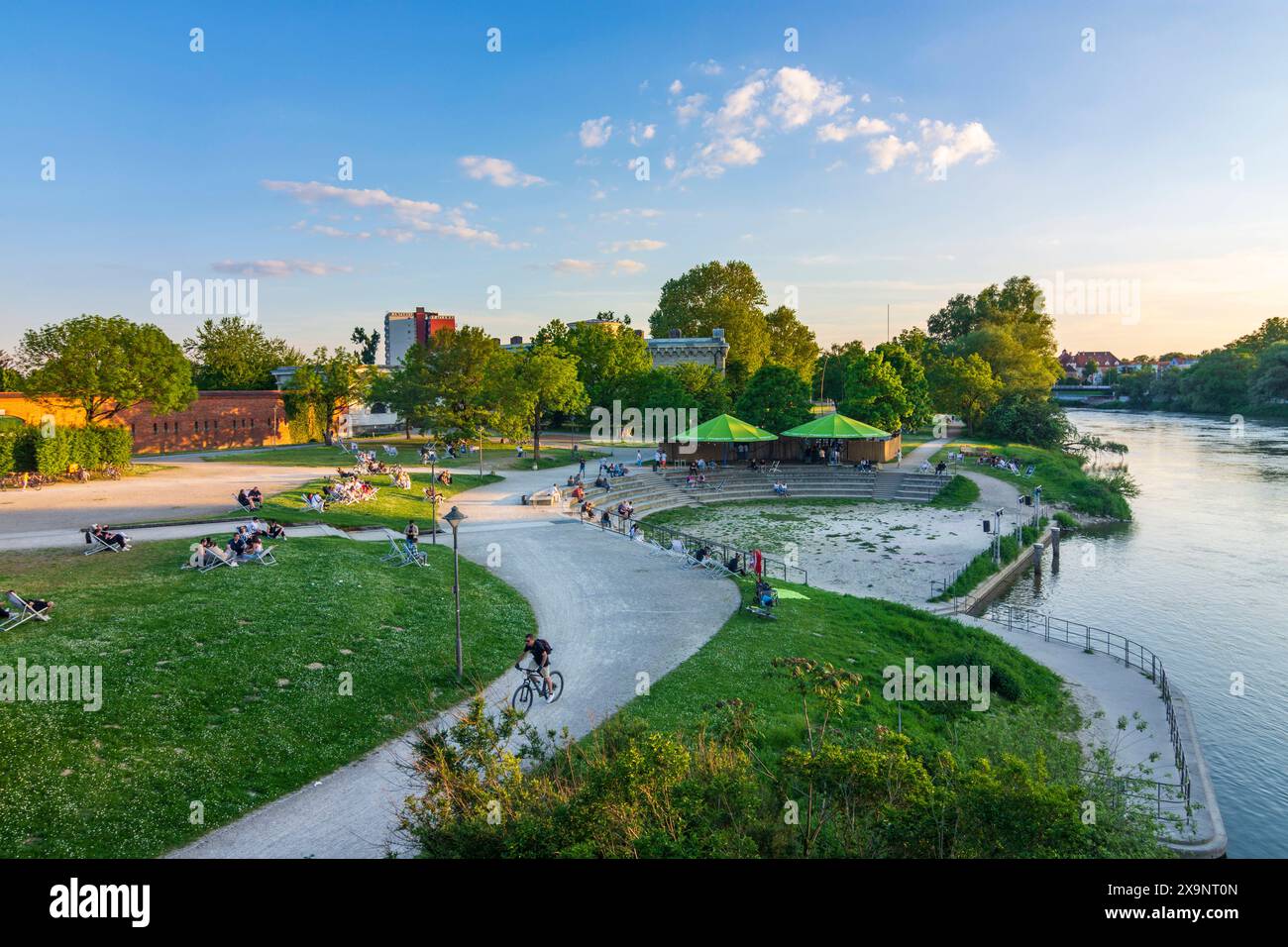 river Donau Danube, Donaubühne, Reduit Tilly of fortress Ingolstadt ...