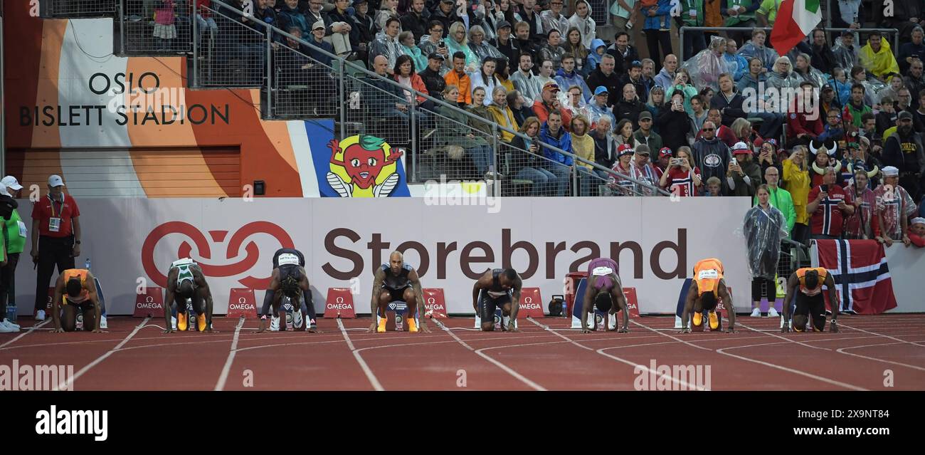 Lamont Marcell Jacobs of Italy on the start of the men’s 100m at the ...