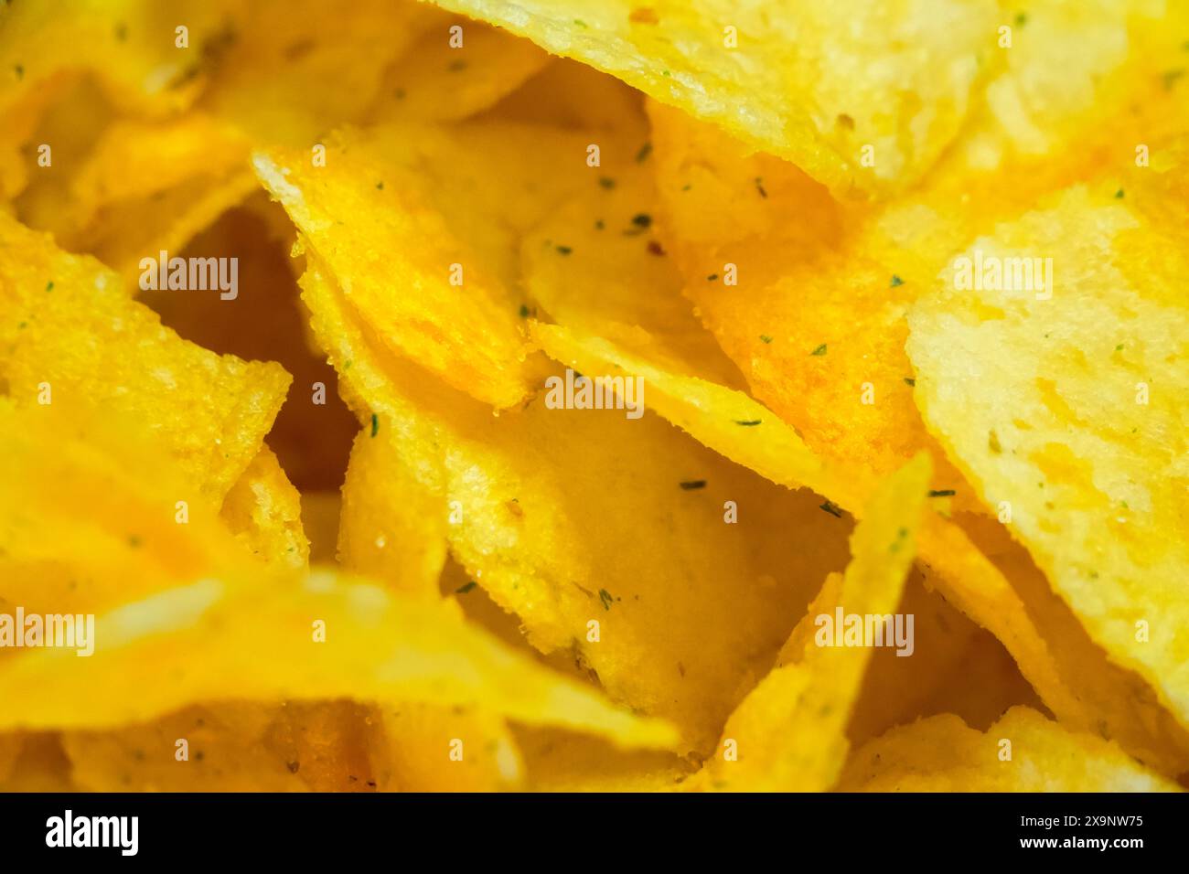 Snack Texture Detail. Detailed texture of seasoned chips, indicating ...