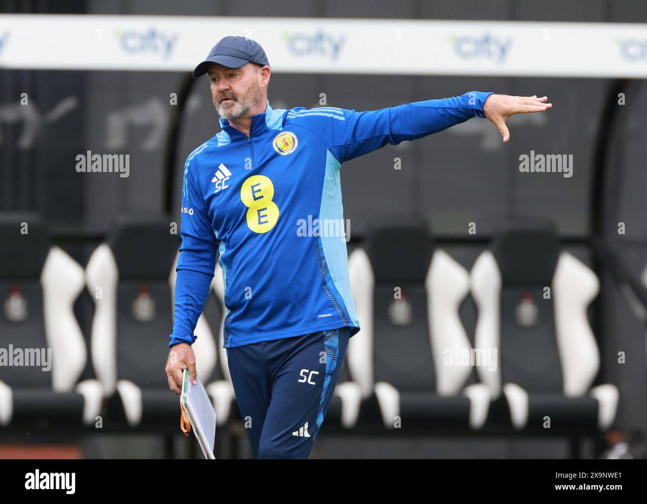 Scotland manager Steve Clarke during a training session at Lesser ...