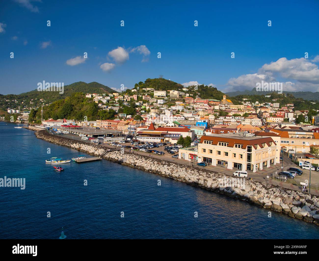 Grenada - Feb 3 2024: The waterfront and city of St Georges on the ...