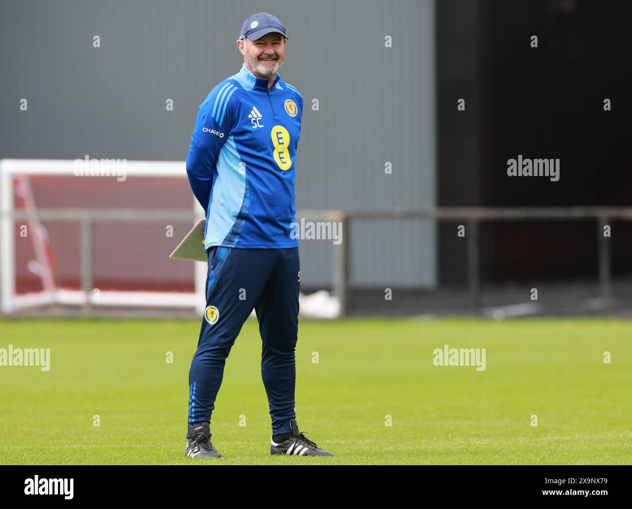 Scotland manager Steve Clarke during a training session at Lesser ...