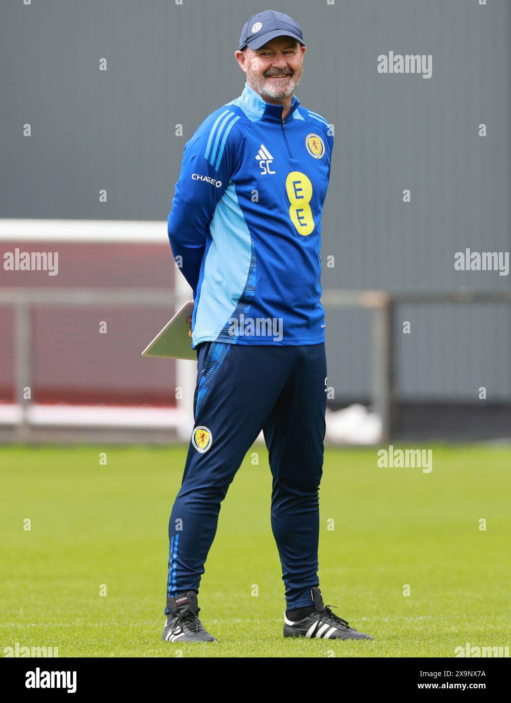 Scotland manager Steve Clarke during a training session at Lesser ...
