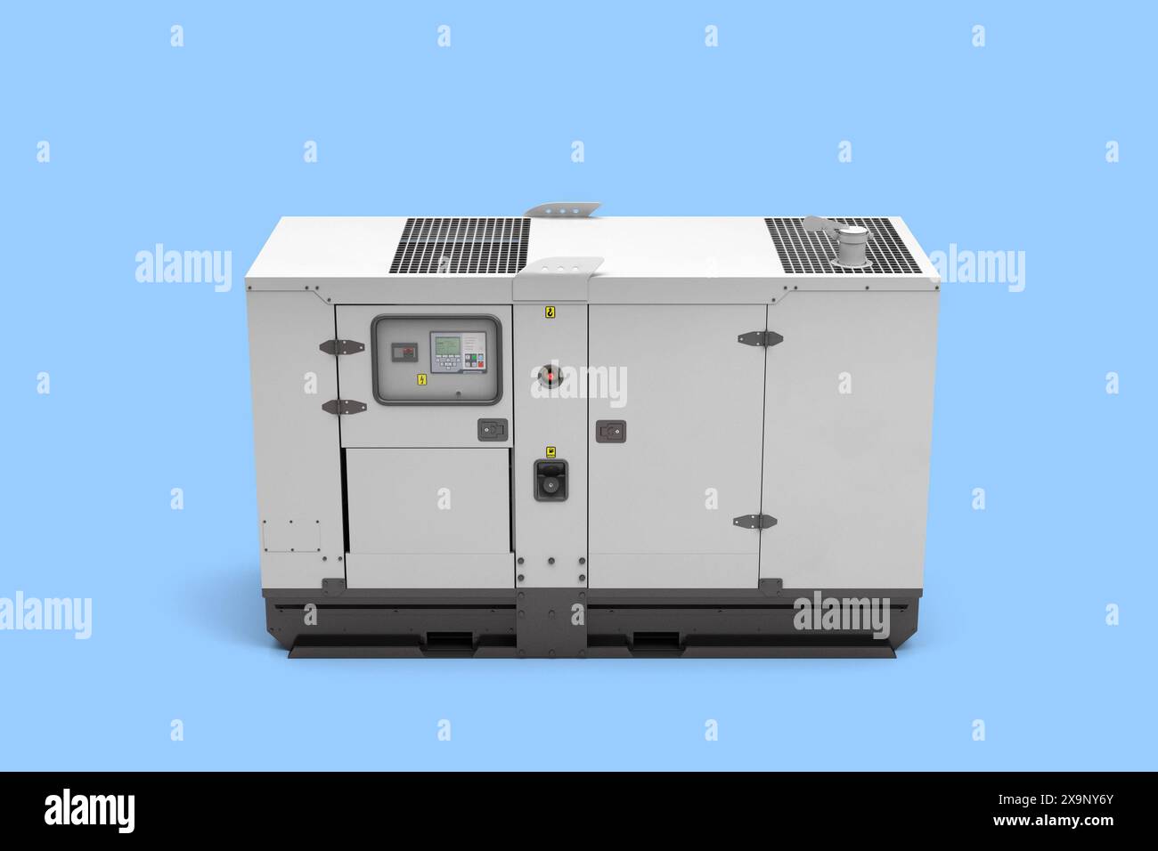Mobile diesel generator for emergency electric power top view 3d render ...
