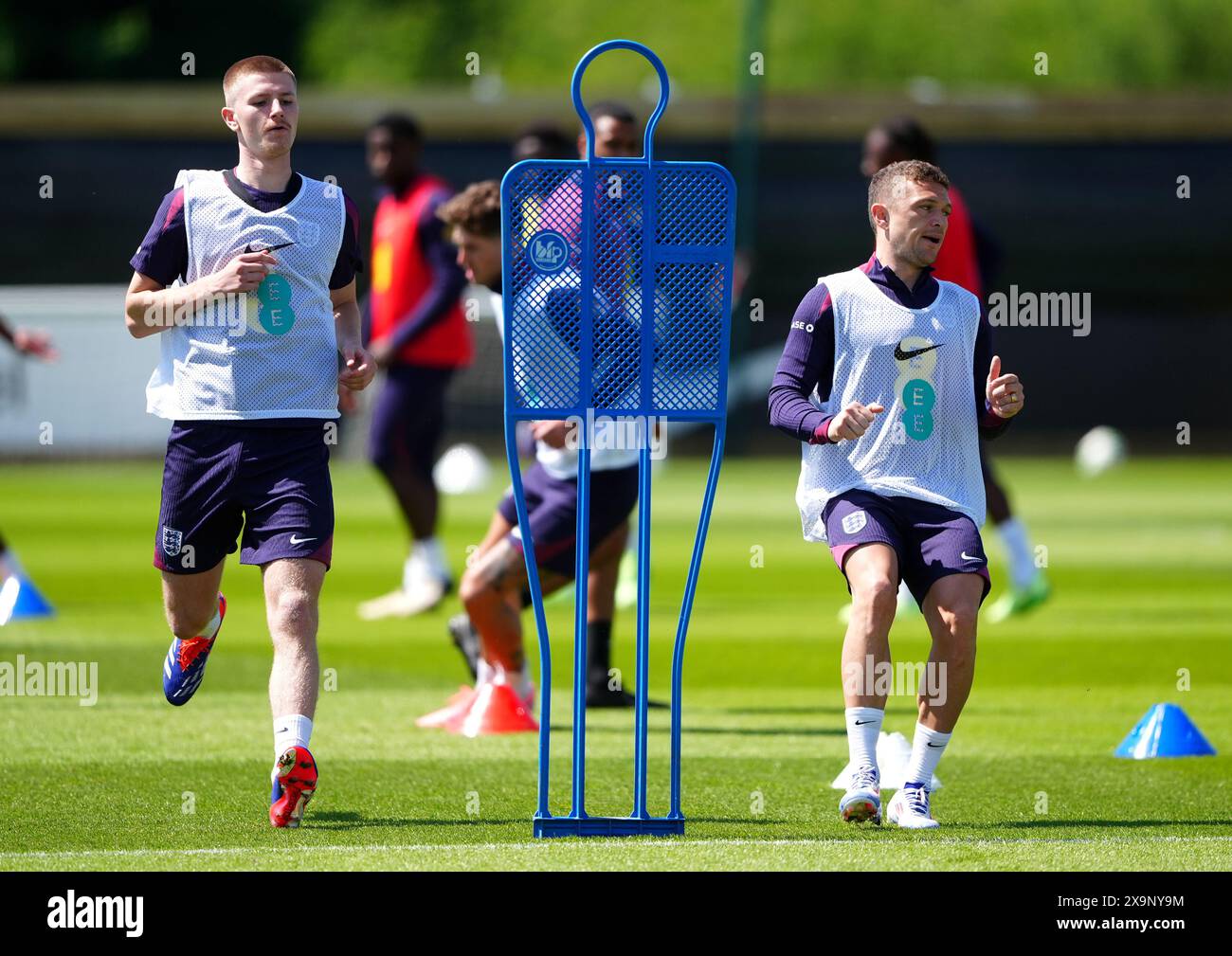 England's Adam Wharton and Kieran Trippier during a training session at ...