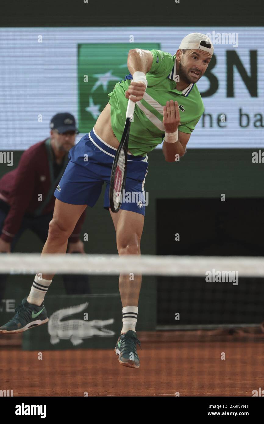 Grigor Dimitrov of Bulgaria during the 2024 French Open, Roland-Garros ...