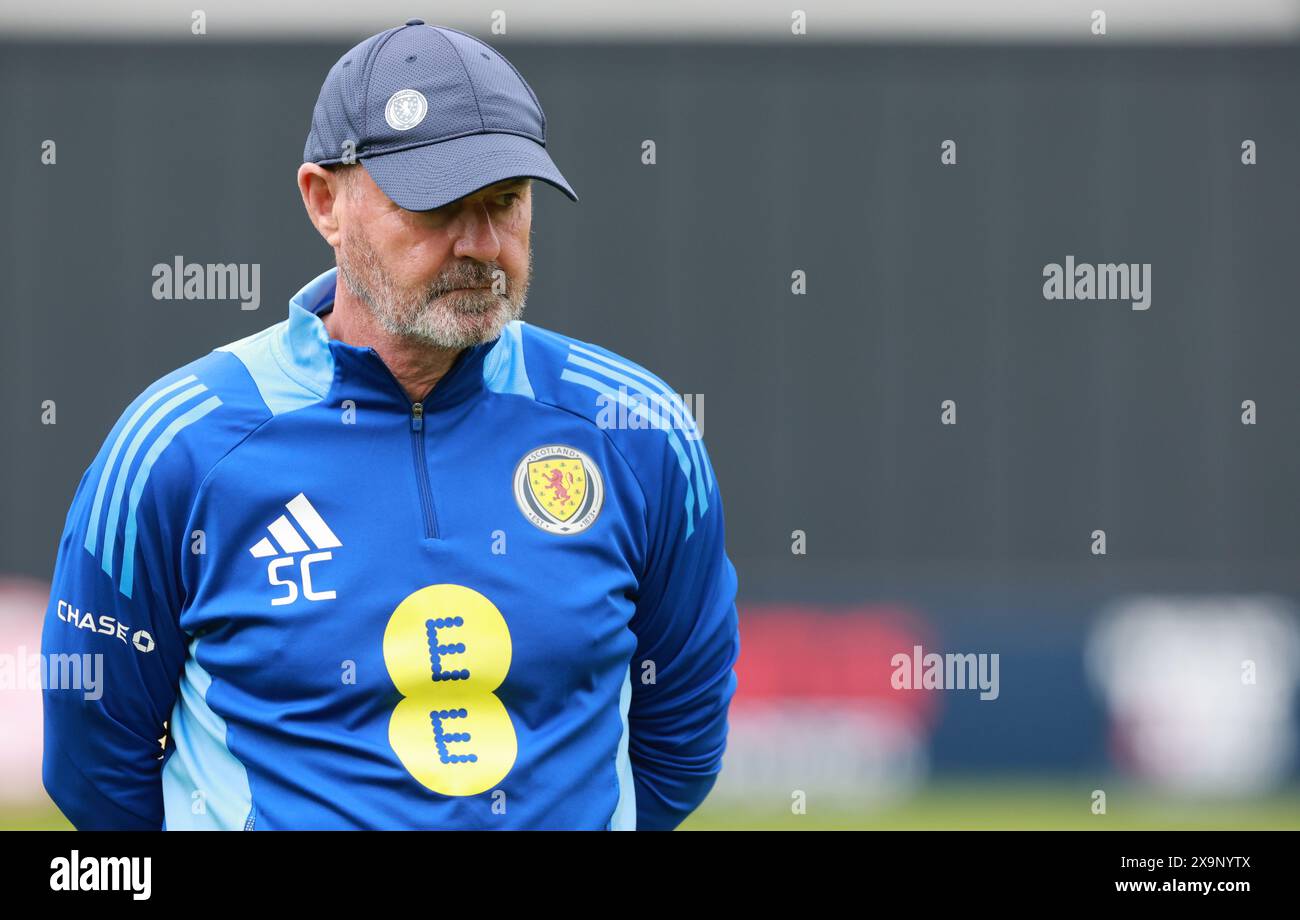 Scotland manager Steve Clarke during a training session at Lesser ...
