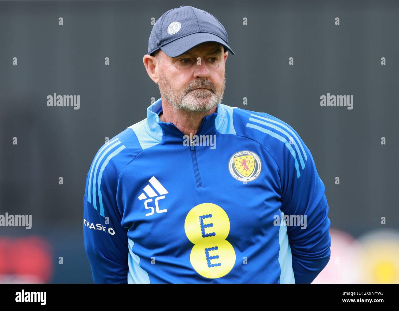 Scotland manager Steve Clarke during a training session at Lesser ...