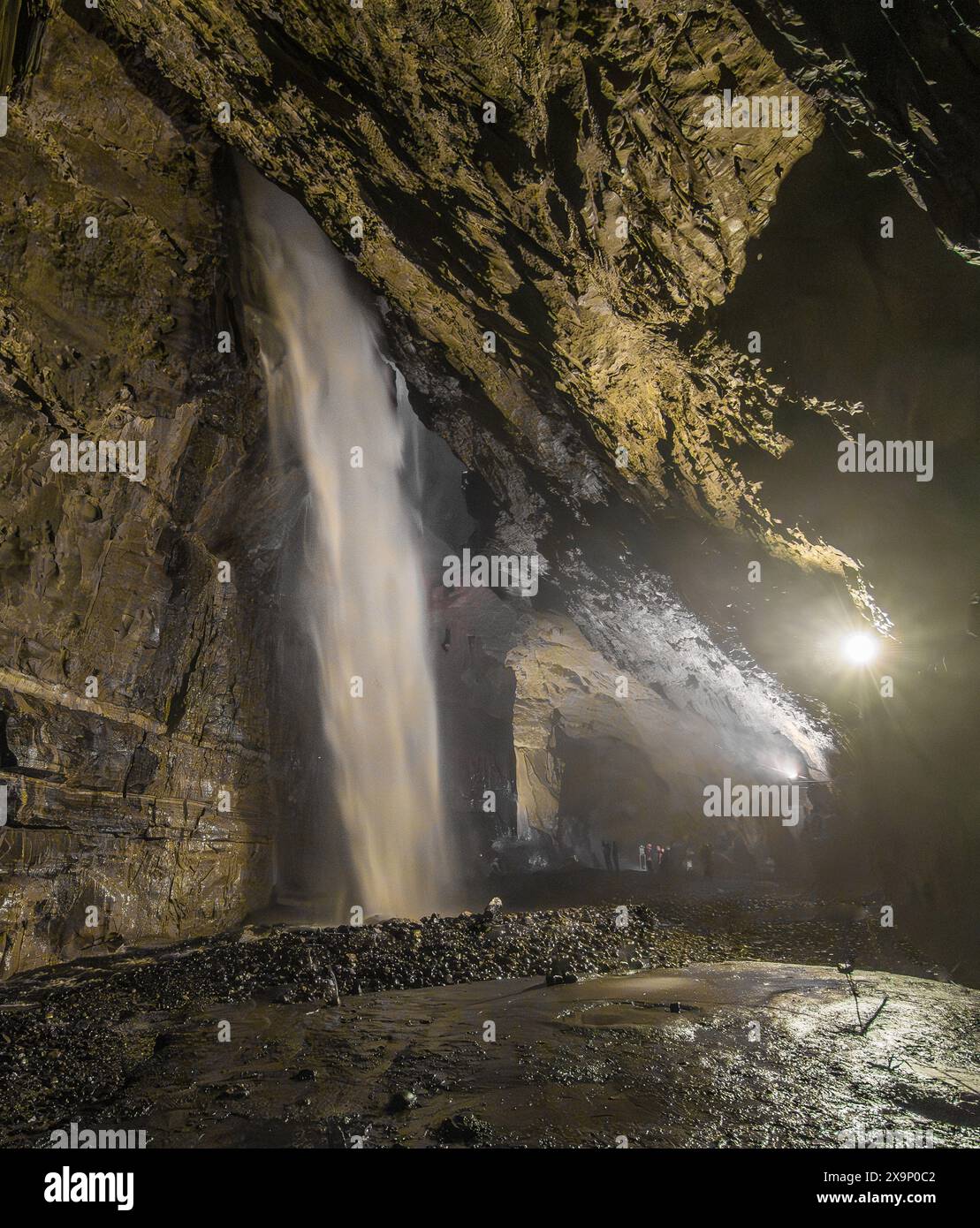 The image is of Gaping Gill main chamber in the Yorkshire Dales located ...