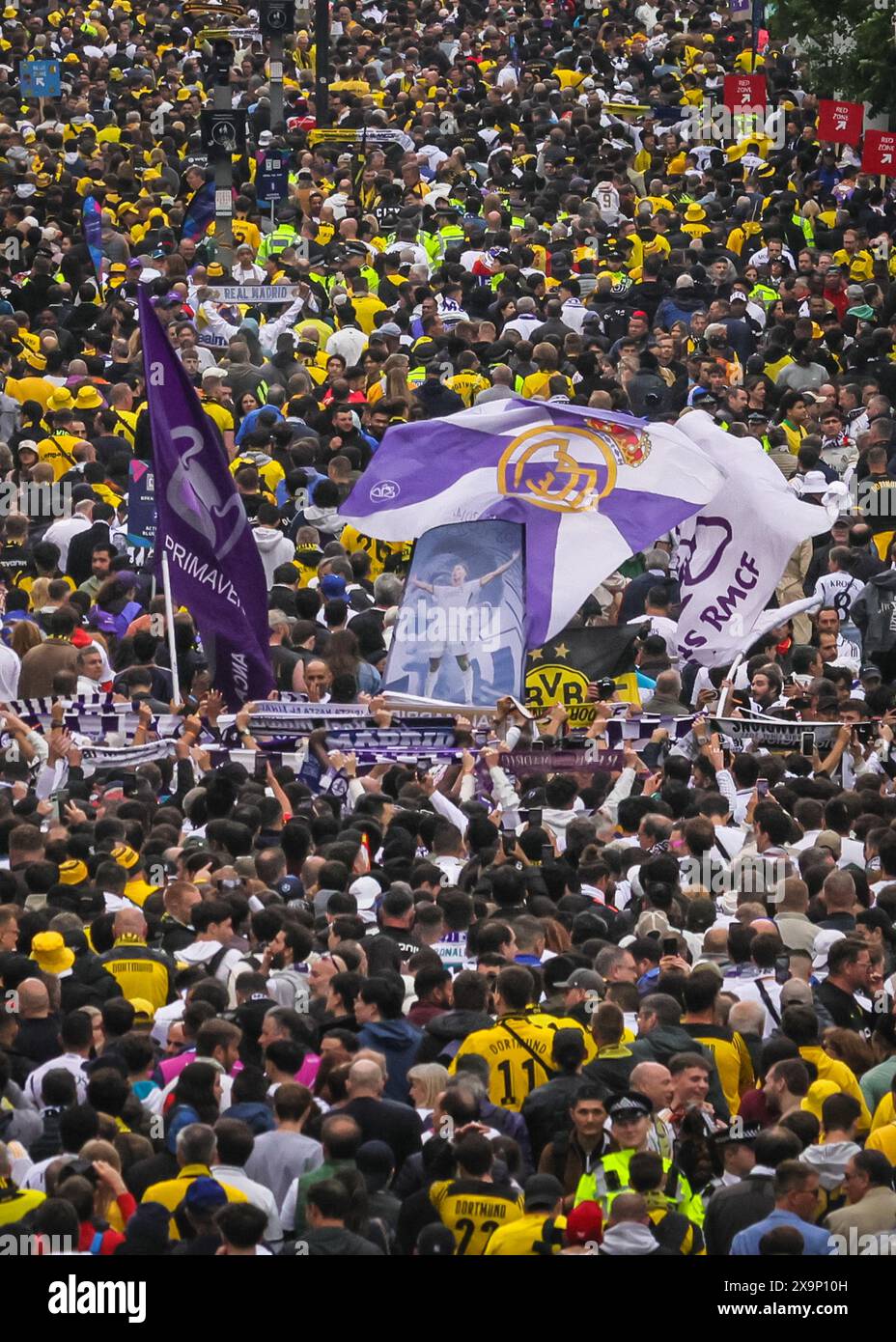 London, UK. 01st June, 2024. Fans of both clubs arrive and make their ...