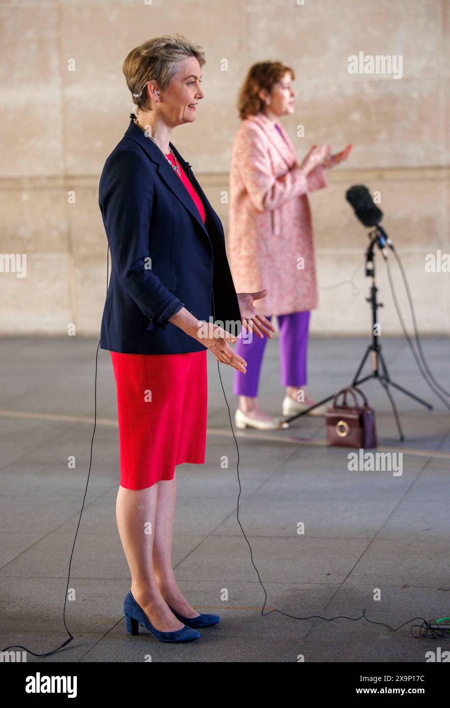 London, UK. 2nd June, 2024. Shadow Home Secretary, Yvette Cooper gives ...