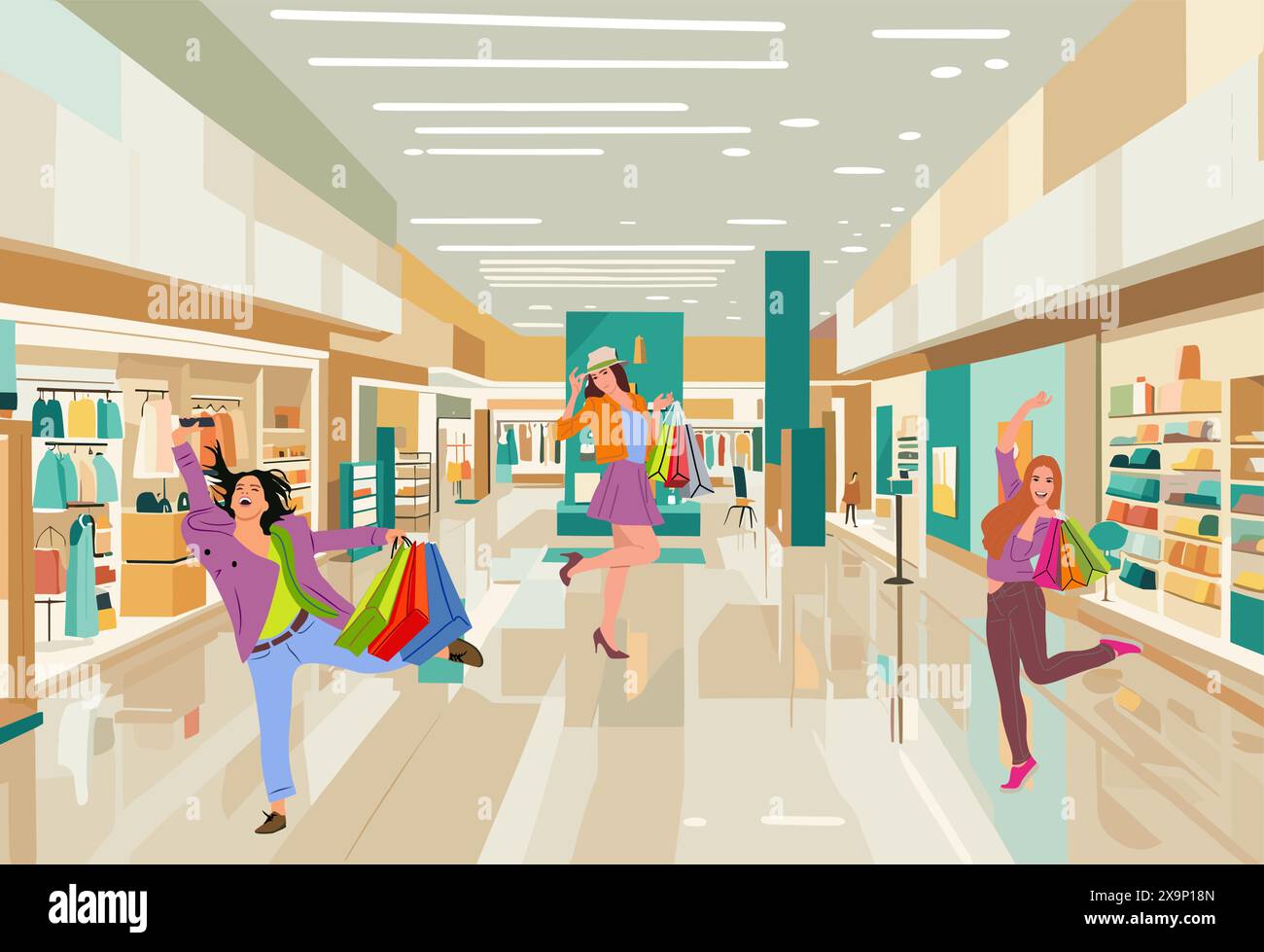 Shopping mall in indoor store store Stock Vector Images - Alamy