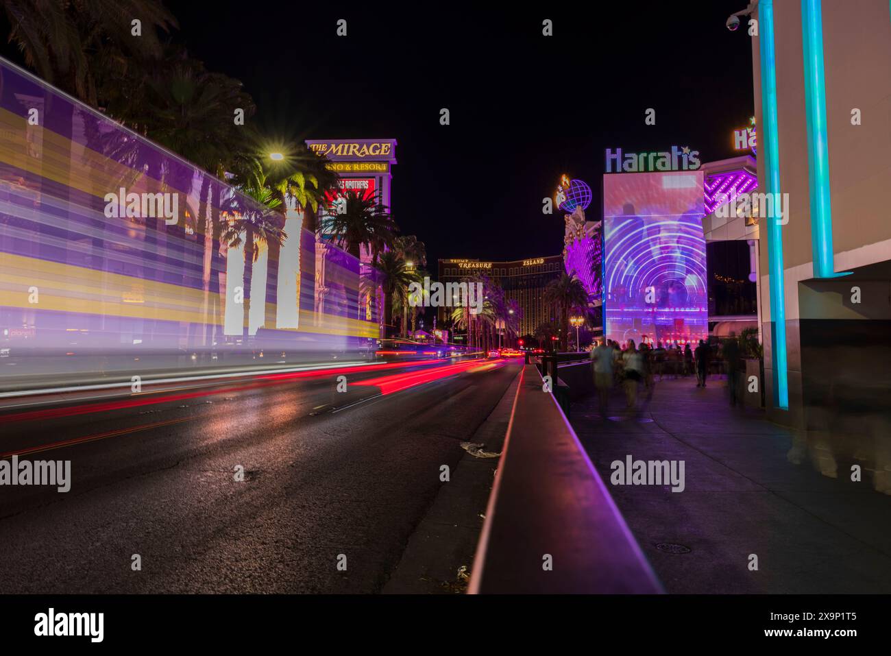 Nighttime panoramic view of the Las Vegas skyline, showcasing the ...
