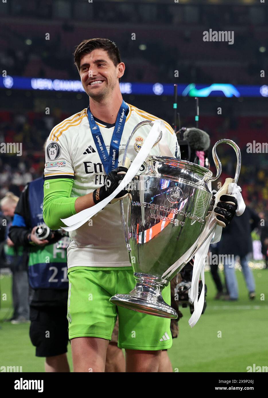 London, UK. 1st June, 2024. Thibaut Courtois of Real Madrid with the ...
