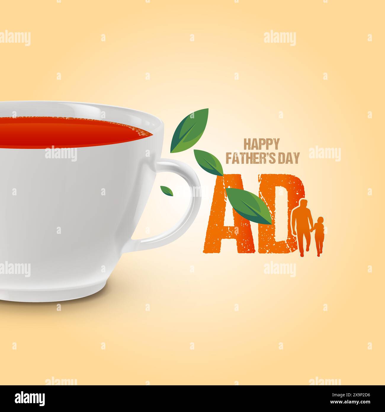 Happy Father's Day tea coffee concept. White cup with red tie nice ...