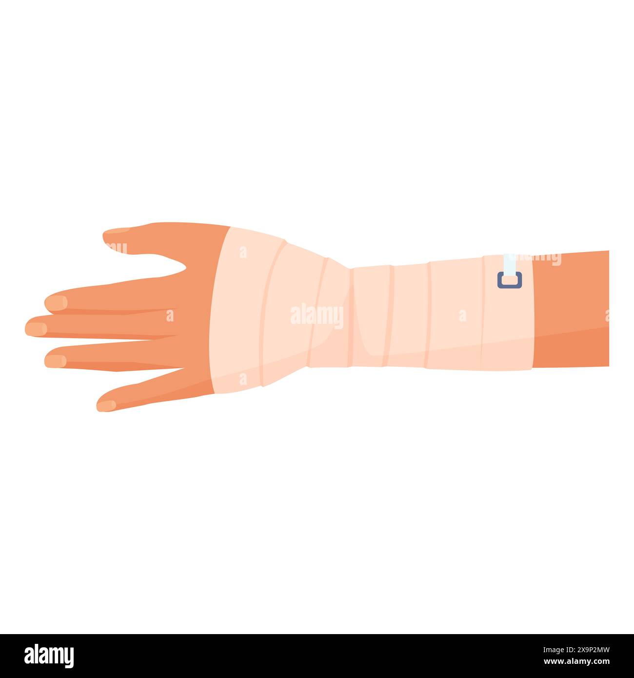 Bandaged arm, medical elastic bandage on human wrist with trauma vector ...