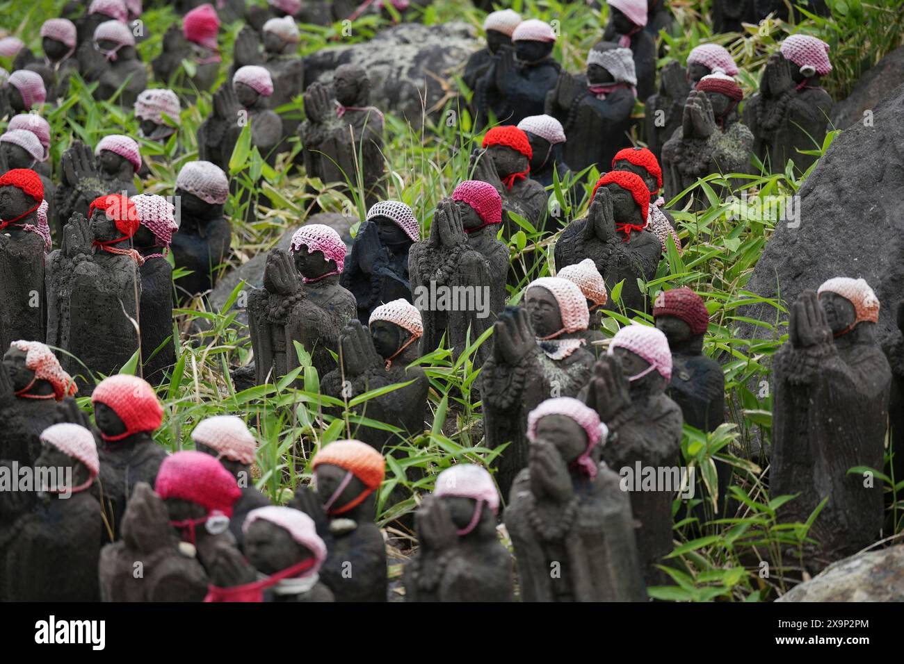 A view of Sentai Jizo, or 1000 stone statues, at "Sessho Seki" or ...