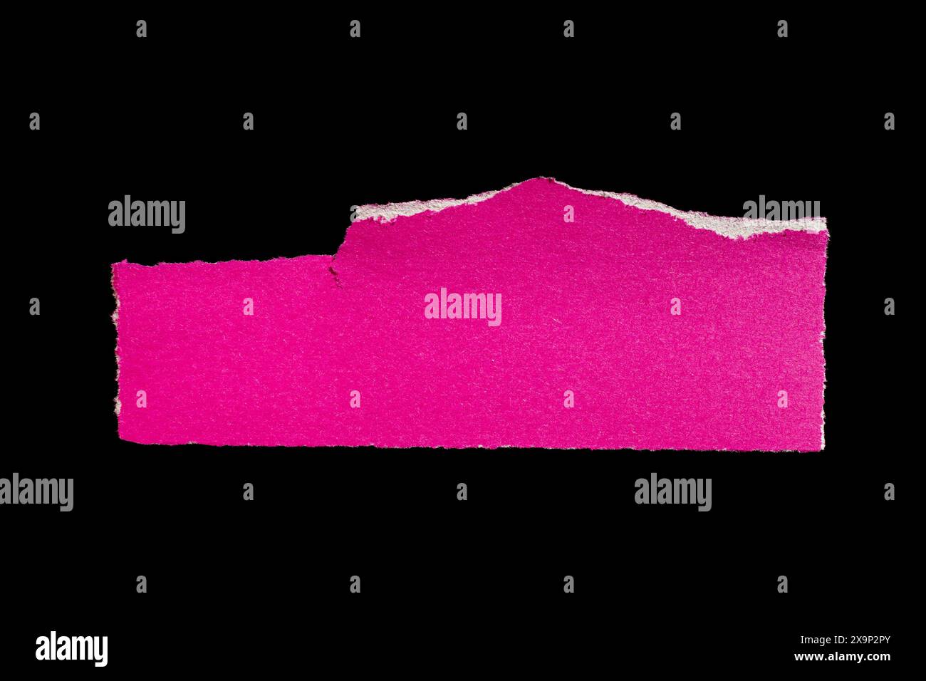 Ripped pink paper piece on isolated black background, torn paper with ...