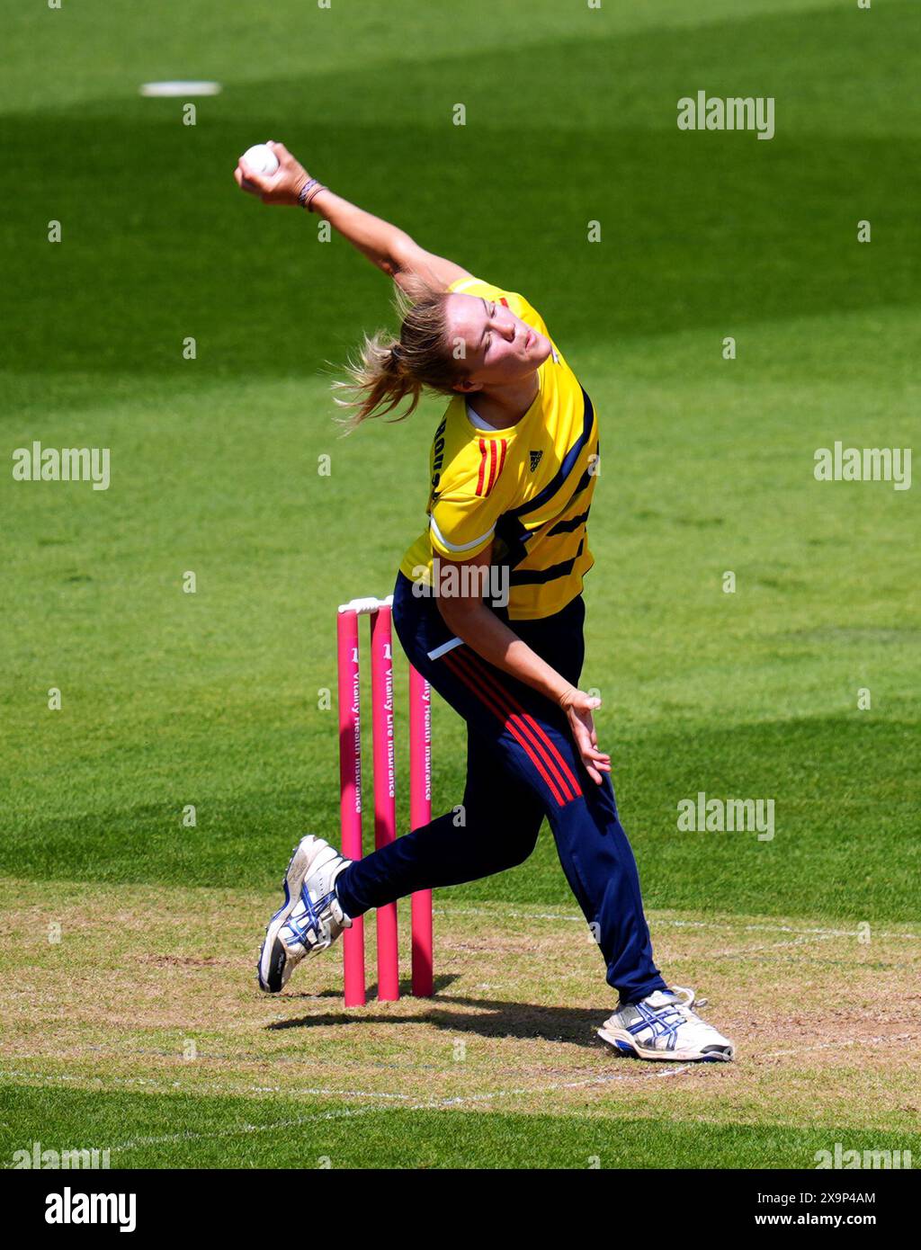 South East Stars' Alexa Stonehouse bowls during the Charlotte Edwards ...
