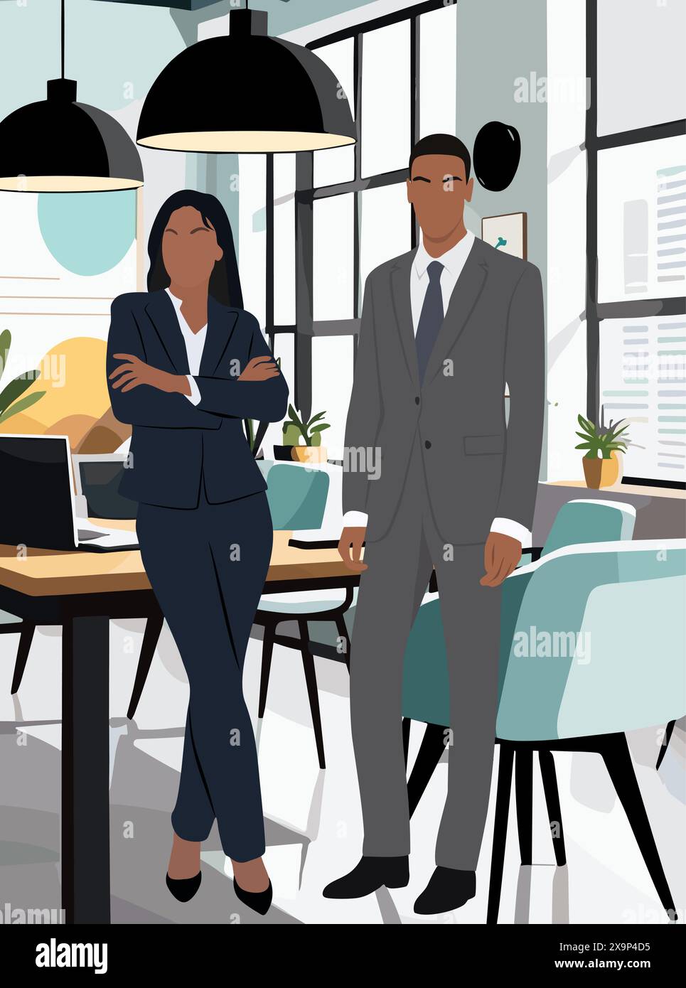 Working couple at the office Stock Vector Images - Alamy