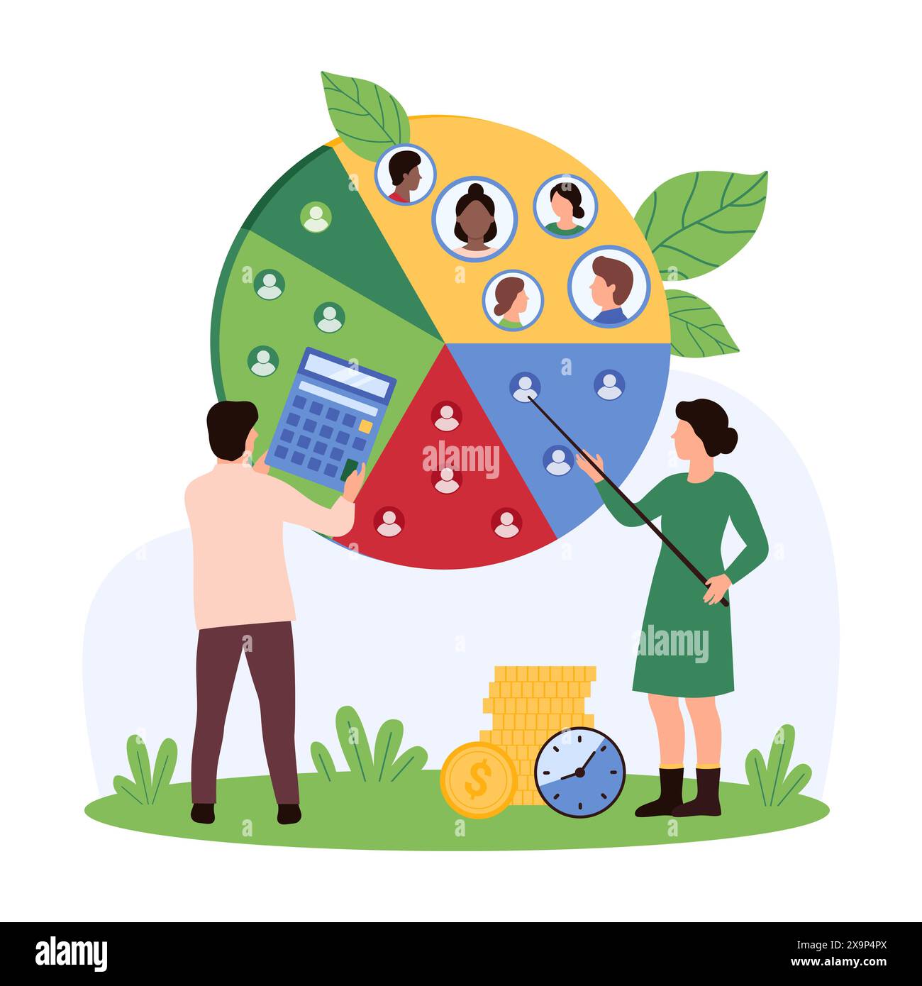 Audience segmentation, demographic research of target marketing. Tiny ...