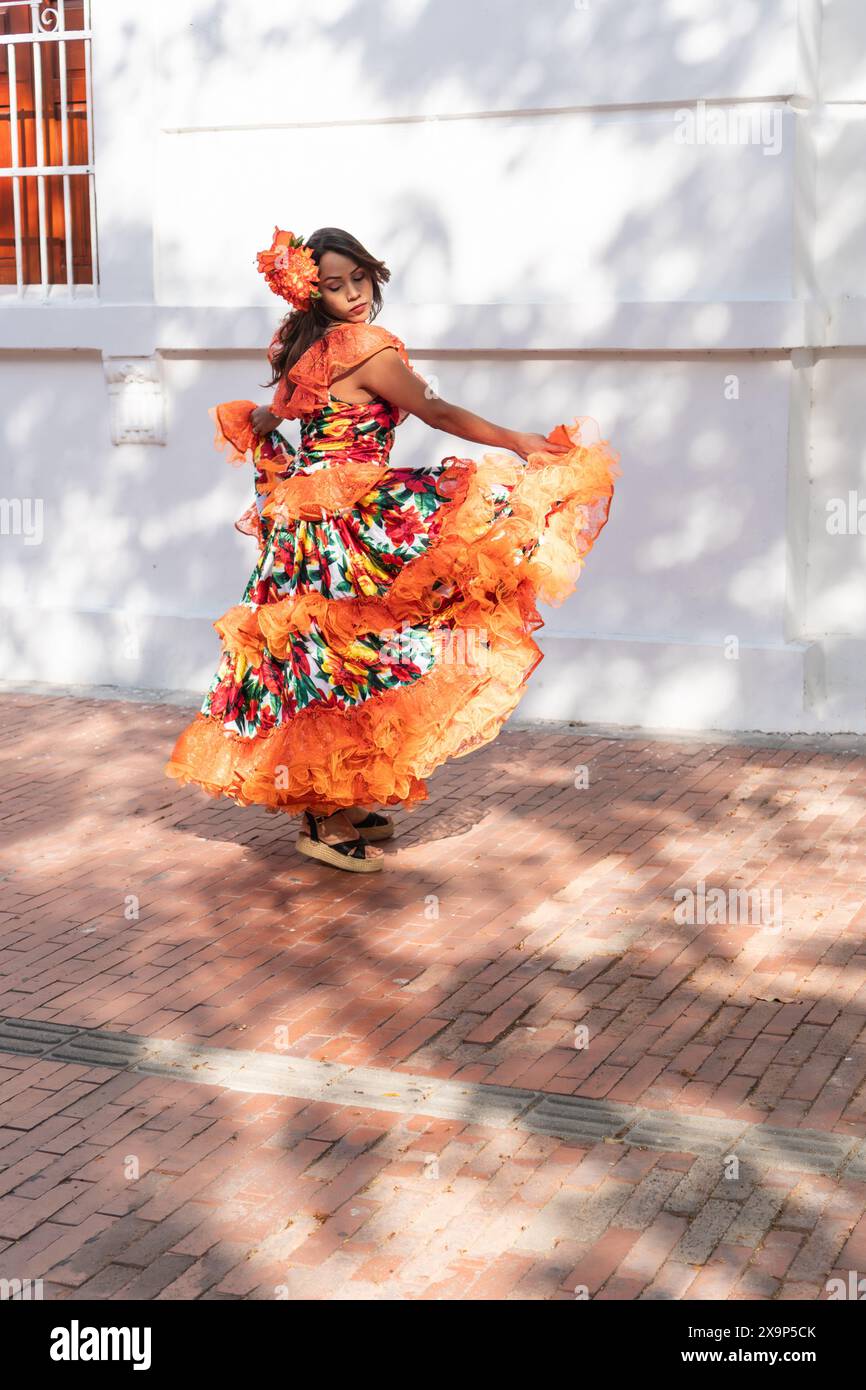 Woman Performing Colombian Traditional Dance Stock Photo - Alamy