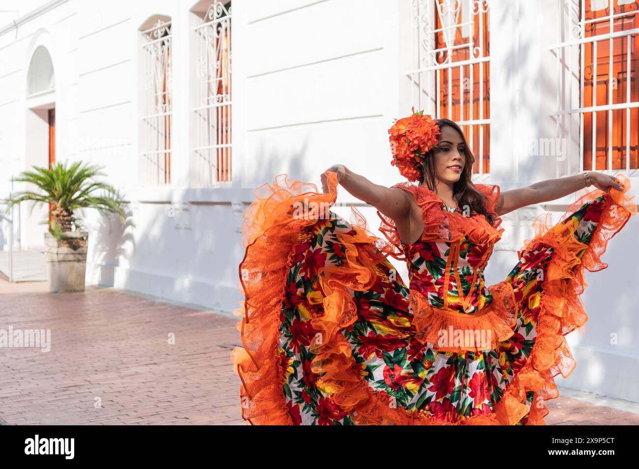 Young Woman Performing Colombian Traditional Dance Stock Photo - Alamy