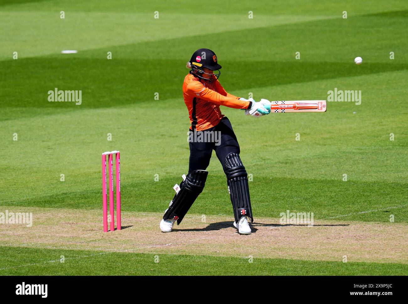 Southern Vipers' Georgia Adams plays a shot which results in her being ...