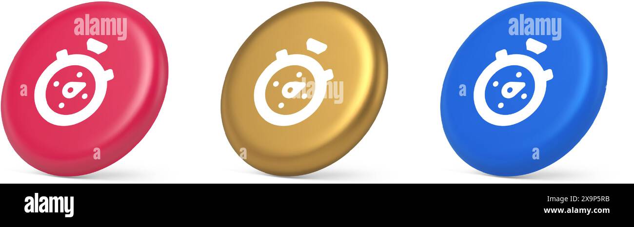 Stopwatch Button Timer Speed Time Counting Accuracy Measure Application Panel Interface 3d