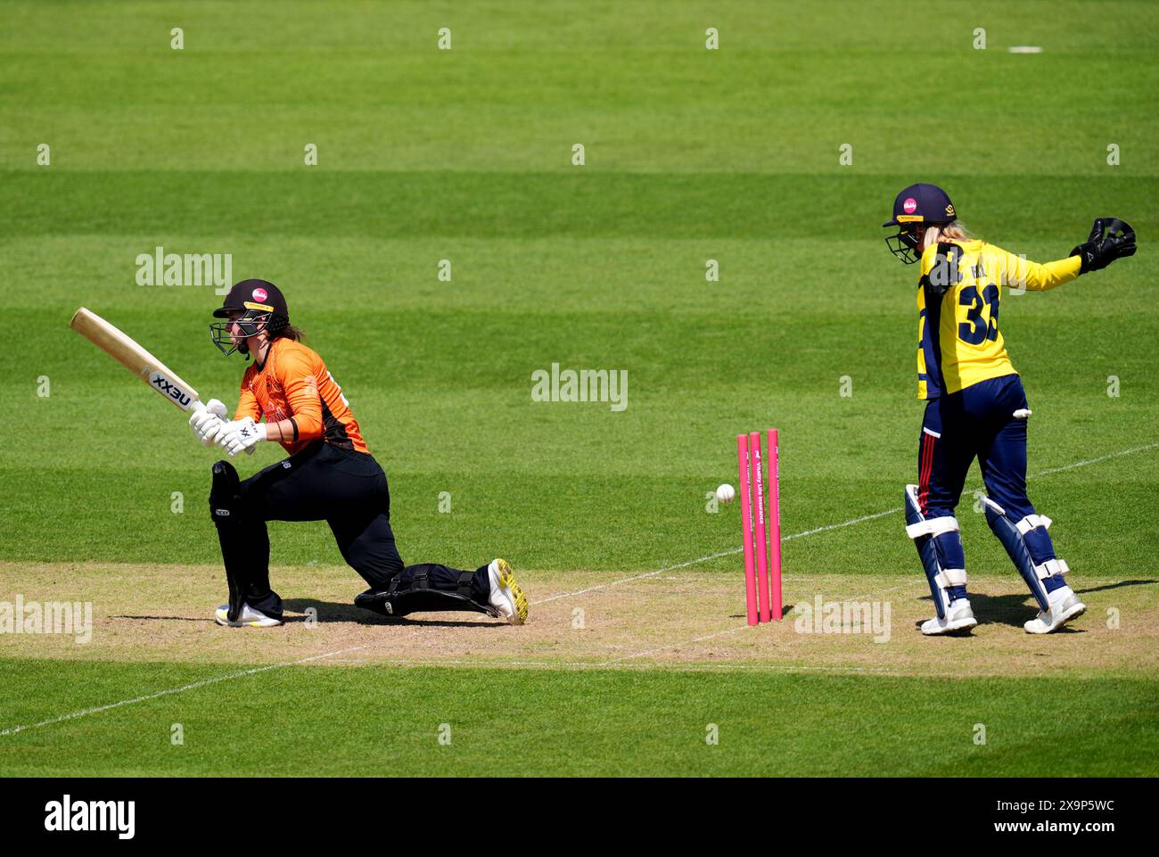 Southern Vipers' Georgia Elwiss is bowled by South East Stars' Danielle ...
