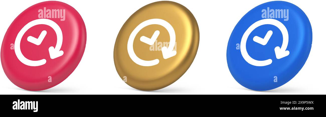 Clock in circle arrow button time countdown deadline chronometer 3d ...