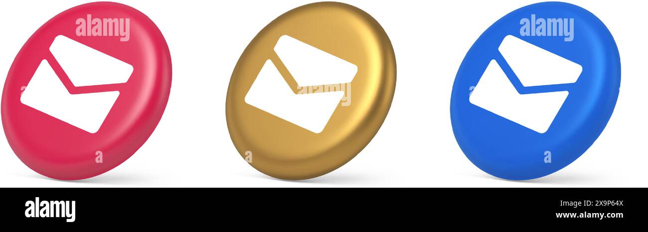 Newsletter inbox chat message button remotely communication digital notification 3d realistic ...