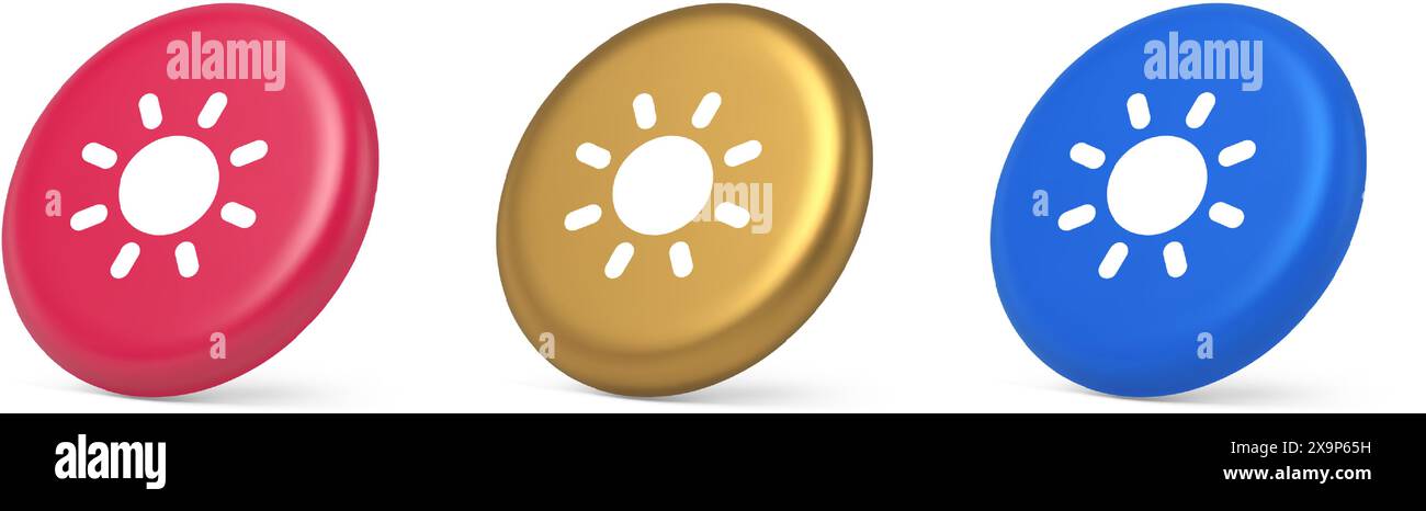 Brightness button sun light warm cold contrast digital interface 3d ...