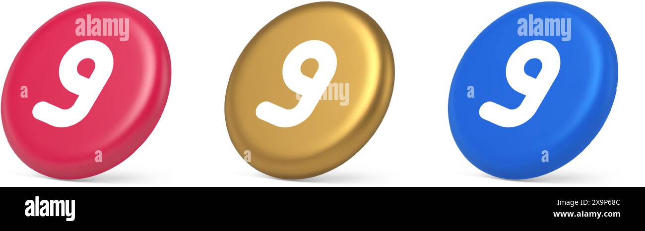 Nine number blue button calculation math financial budget web app 3d ...