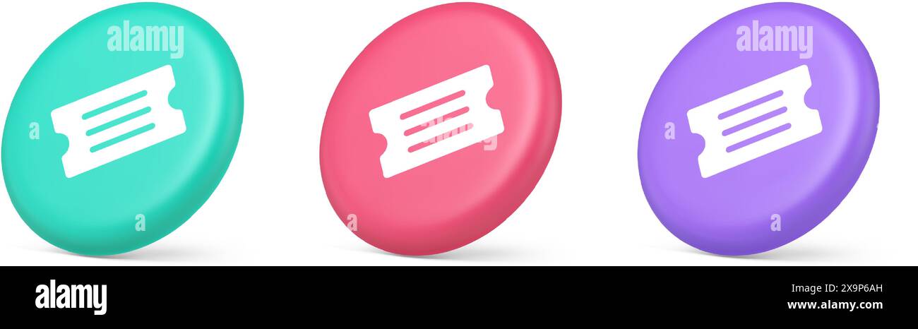 Ticket pass coupon raffle lottery cinema show entrance permission 3d ...