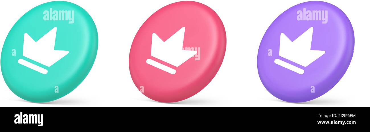 Crown button royal medieval king queen headdress web app 3d realistic ...