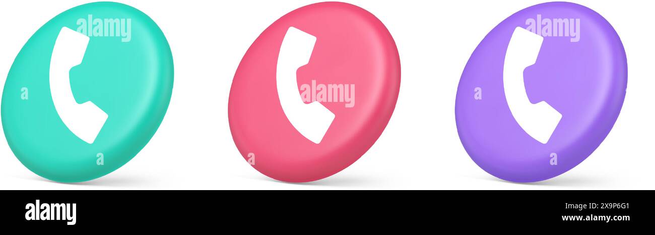 Helpline hotline call center phone handset squared button 3d realistic ...