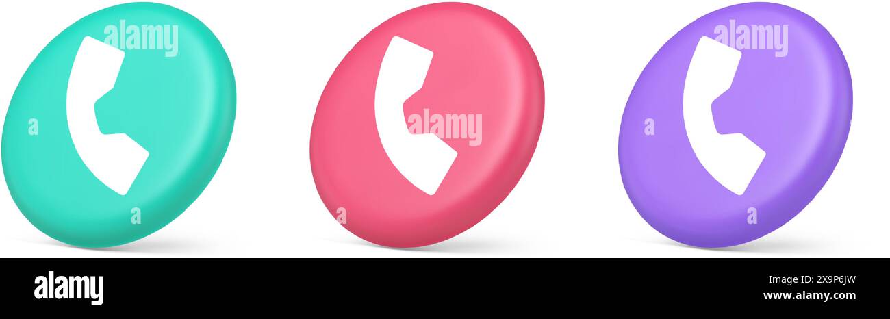 Phone call contact voice communication button web application design 3d ...
