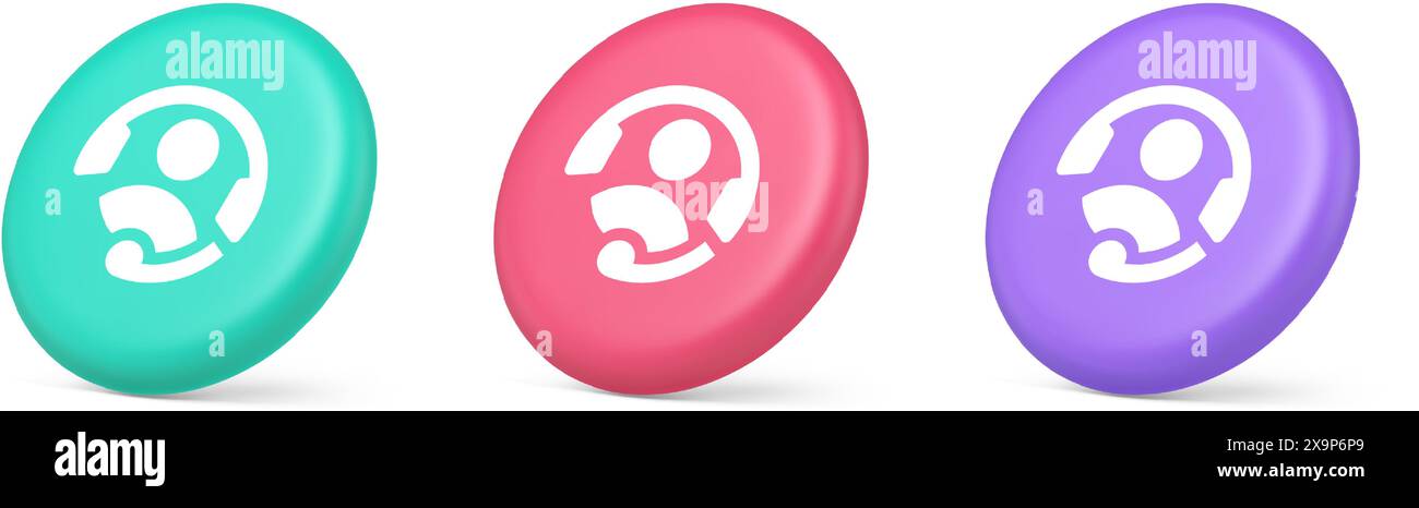 Customer support helpdesk assistance button call helpline connection 3d ...