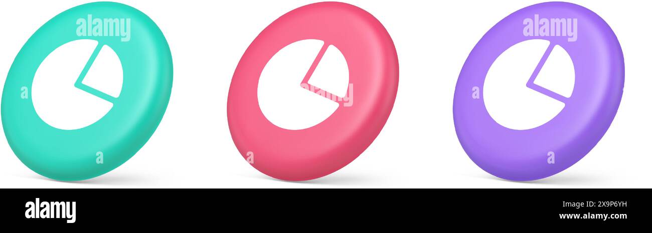 Diagram pie circle chart piece section 3d realistic green pink and ...