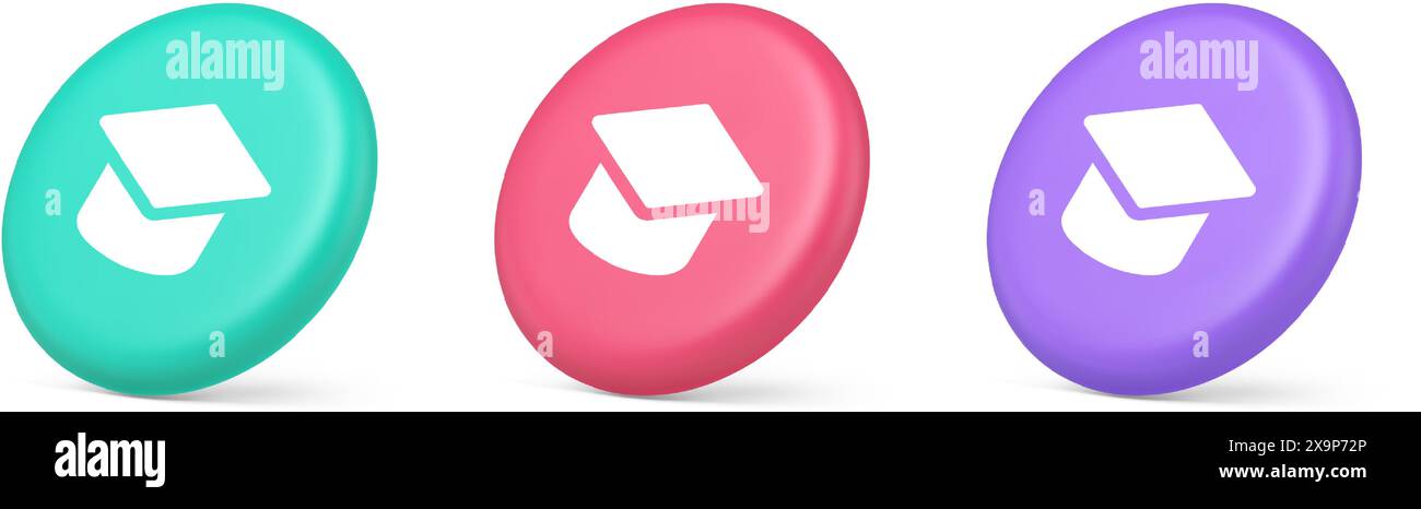 Graduation cap academic education e learning button wisdom knowledge 3d ...