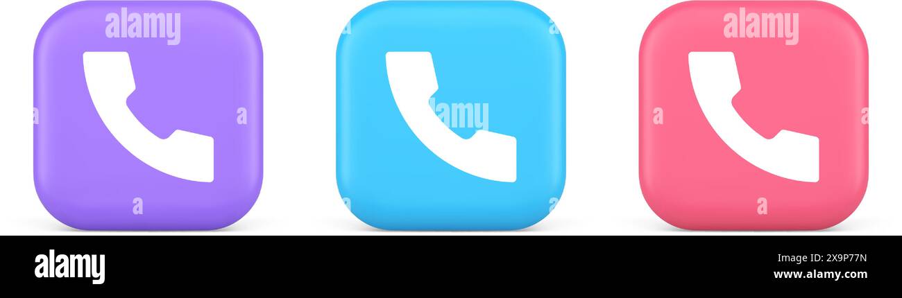 Helpline hotline call center phone handset squared button 3d realistic ...