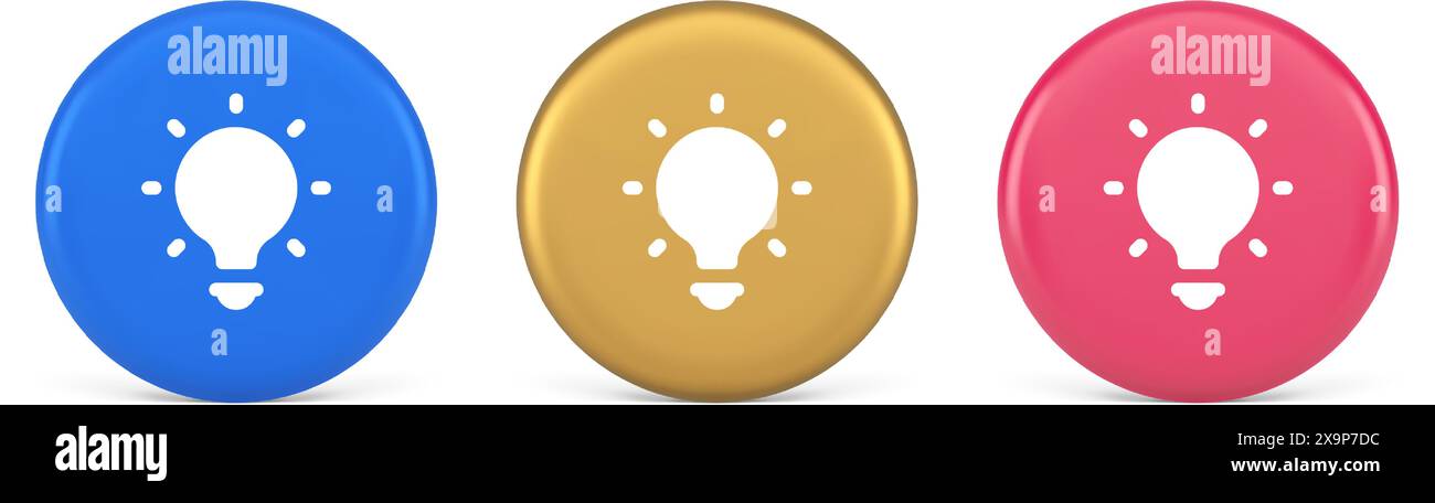 Light bulb illuminated innovation idea button brainstorming creative ...