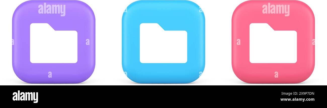 File folder archive directory button cyberspace digital document storage organizing 3d realistic ...